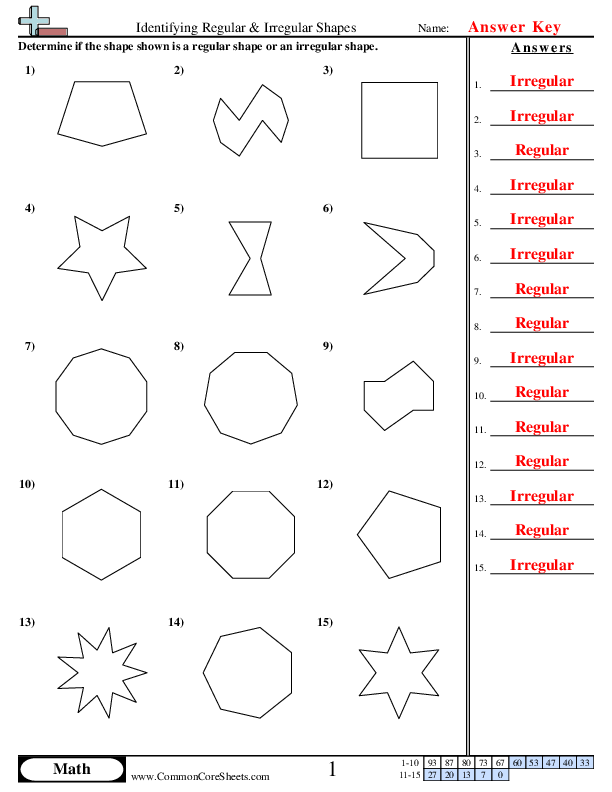 Identifying Regular Irregular Shapes Worksheet Download